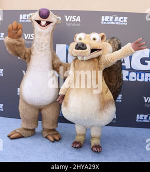 Sid and Scrat attending the 'Ice Age: Collision Course' Friends and ...