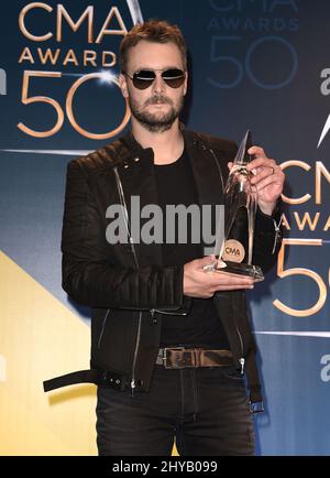 Eric Church in the press room at The 48th Annual Academy of Country ...
