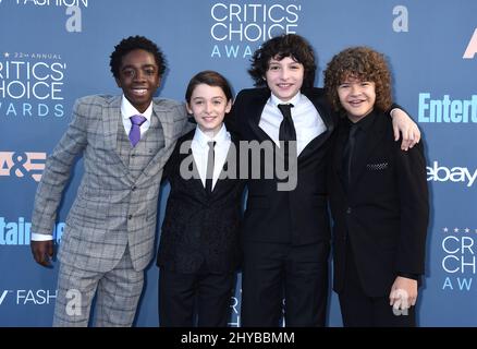 Caleb McLaughlin, Finn Wolfhard, Noah Schnapp, and Gaten Matarazzo 028 Stock Photo - Alamy