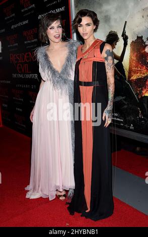 Milla Jovovich and Ruby Rose attending the Los Angeles premiere ...