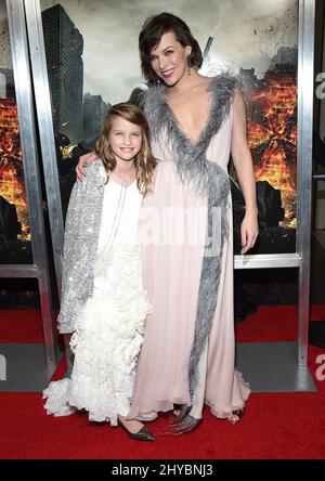 Milla Jovovich and Ever Anderson attending the Los Angeles premiere ...