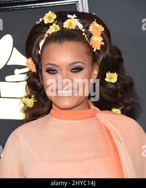 Andra Day attending the 59th Grammy Awards in Los Angeles Stock Photo ...