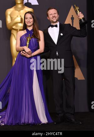 Anna Udvardy and Kristof Deak in the press room at the 89th Academy ...