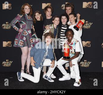 Cast of Stranger Things at the 2017 MTV Movie And TV Awards Press Room ...