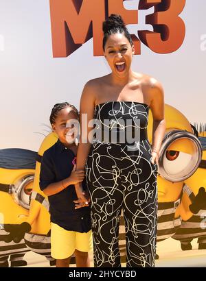 Tia Mowry-Hardrict attending the premiere of "The Angry Birds Movie ...