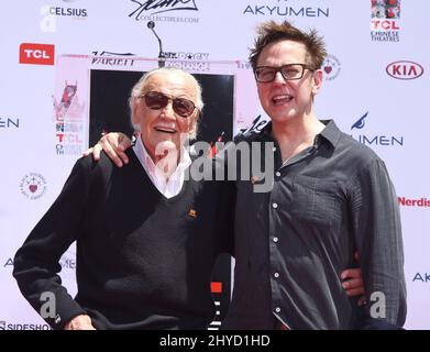 Stan Lee and James Gunn attends the Stan Lee Hand and Footprint ...
