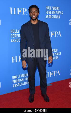 Chadwick Boseman at the Hollywood Foreign Press Association press ...
