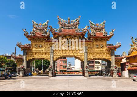 Traditional archway (Paifang or pailou) in Yonghe Temple also known as Yonghe Lamasery or simply ...