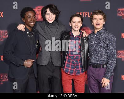 Caleb McLaughlin, Noah Schnapp,Gaten Matarazzo, Finn Wolfhard and Millie Bobby Brown attending ...