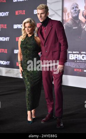 Bebe Rexha and Machine Gun Kelly at the U.S. premiere of "Bright" held ...