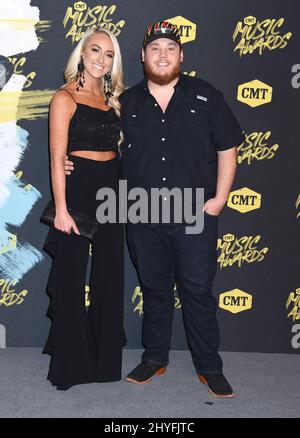 Luke Combs and Nicole Hocking arriving at the 59th Annual Country Music ...
