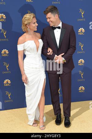 Scarlett Johansson and Colin Jost arrives at the Oscars on Sunday ...