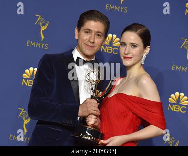 Michael Zegen and Rachel Brosnahan at the 70th Primetime Emmy Awards ...
