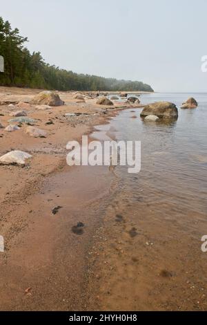 Rocky seashore on the island of Kaunissaari, Pyhtää, Finland Stock ...