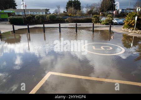 Flooding in a car park in Dawlish Warren, Devon, Uk Stock Photo - Alamy