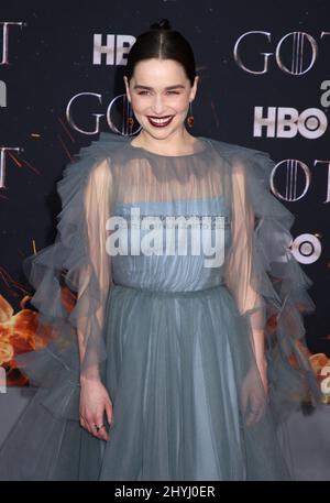 Emilia Clarke arrives on the red carpet for Peacock's "Ponies" New York ...