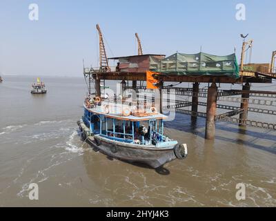 Ferry service and bridge construction at Revas jetty near Alibag state ...