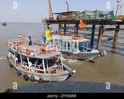 Ferry service and bridge construction at Revas jetty near Alibag state ...