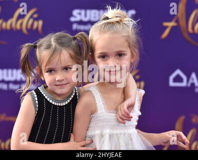 Emma Stauffer and Mila Stauffer arriving to the 'Aladdin' World ...