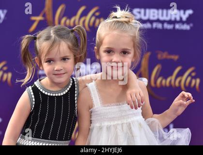 Emma Stauffer and Mila Stauffer arriving to the 'Aladdin' World ...