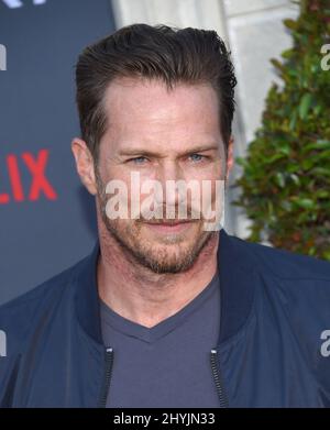 Jason Lewis attending the premiere of Murder Mystery in Los Angeles ...