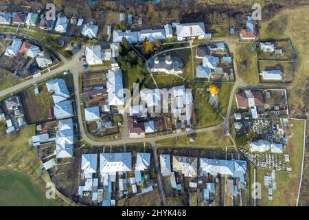Aerial landscape with Tiganesti Monastery - Romania Stock Photo - Alamy