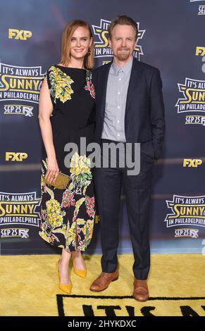 Emily Deschanel and David Hornsby at the season 14 premiere of "It's ...