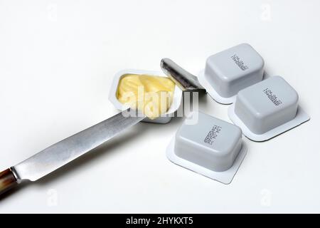 Butter in breakfast portion, portion pack Stock Photo - Alamy