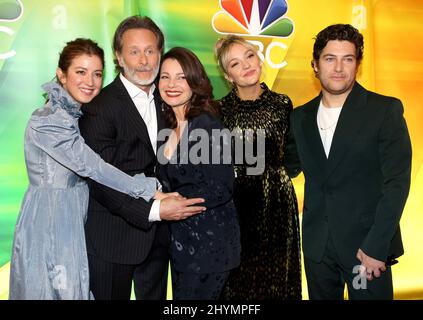 Abby Elliott, Adam Pally of "Indebted" attends NBC's 2019-2020 UPFRONT ...