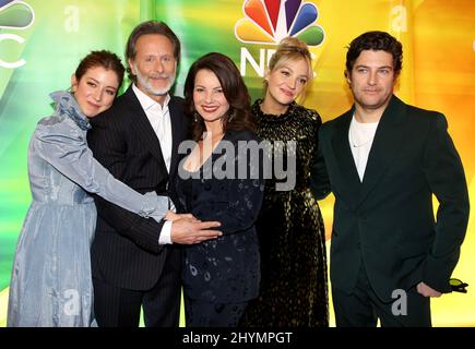 Abby Elliott, Adam Pally of "Indebted" attends NBC's 2019-2020 UPFRONT ...