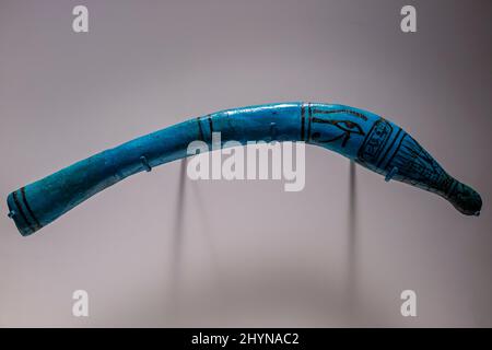 throwing staff of Pharaoh Akhenaten, blue faience, dynasty, XVIII, 1352 ...