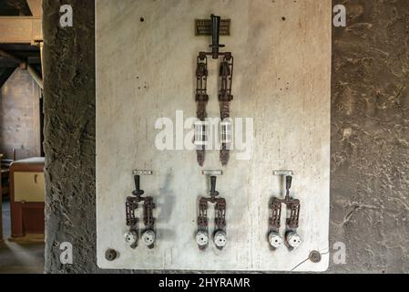 Detail of Historical Electrical panel with switches Stock Photo - Alamy