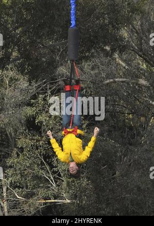 Jim Carrey bungee jumps during filming of his new movie "Yes Man" held ...