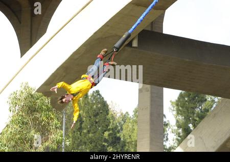 Jim Carrey bungee jumps during filming of his new movie "Yes Man" held ...