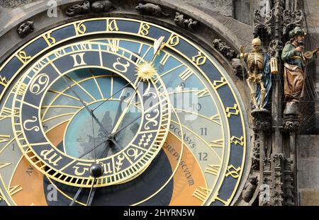 Death (skeleton) figures on Prague Astronomical Clock Stock Photo - Alamy