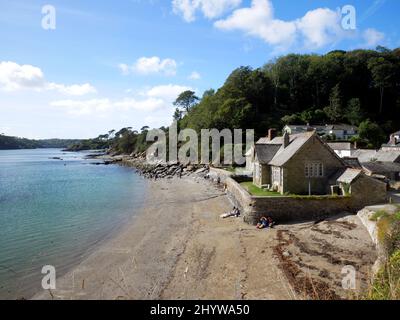 The beach at Durgan on the Helford River, Cornwall Stock Photo - Alamy