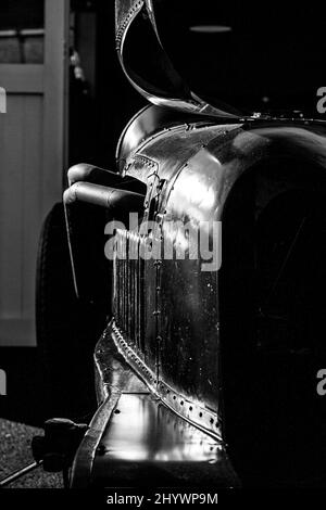 Grayscale shot of vintage car details Stock Photo - Alamy