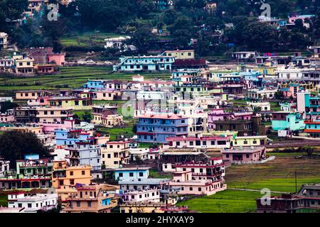 View of Bageshwar town. Bageshwar district in the state of Uttarakhand ...