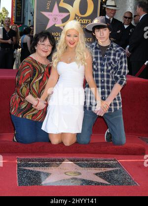 Christina Aguilera with mom Shelly Kearns and brother Mickey Kearns ...