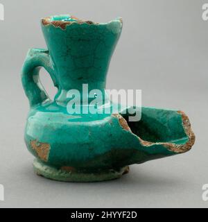 Oil Lamp. Egypt, 12th century. Ceramics. Earthenware, glazed Stock ...