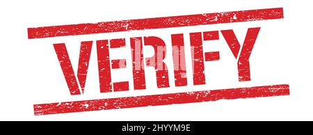 VERIFY text on red grungy rectangle stamp sign Stock Photo - Alamy