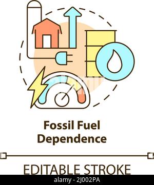 Fossil fuel energy dependency web or landing. Reliance on imported fossil resources ...