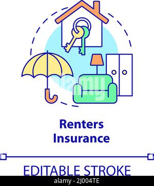 renter insurance line icon, outline symbol, vector illustration ...