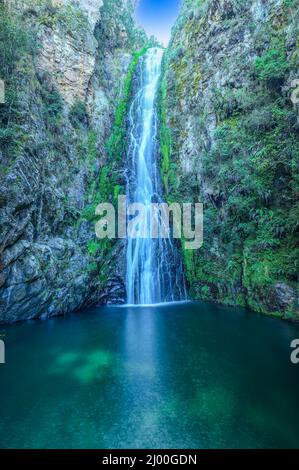 Mountain runnel between huge rocks in weald. Mountain rill in morass ...