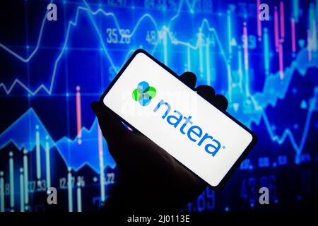 In this photo illustration the Natera logo seen displayed on a ...