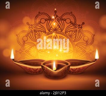 Diwali lanterns realistic composition with images of candles and ...