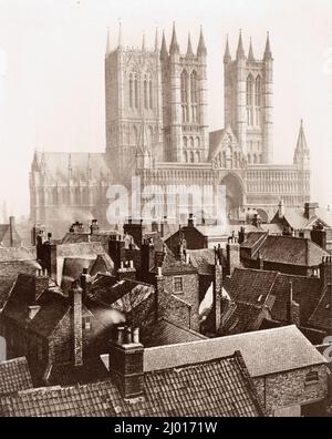 Lincoln Cathedral from the Castle , 1898 Vintage Archive photograph by ...