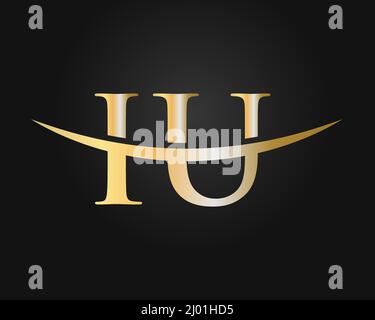 premium IU logo monogram with gold circle frame. luxury initials design ...