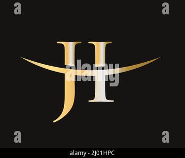 premium JI logo monogram with gold circle frame. luxury initials design ...