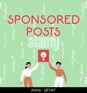 Text showing inspiration Sponsored Posts, Conceptual photo post that a ...